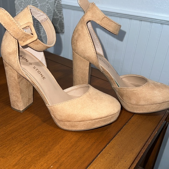 Sun + Stone | Shoes | Sun Stone Cream Ankle Strap Heels | Poshmark